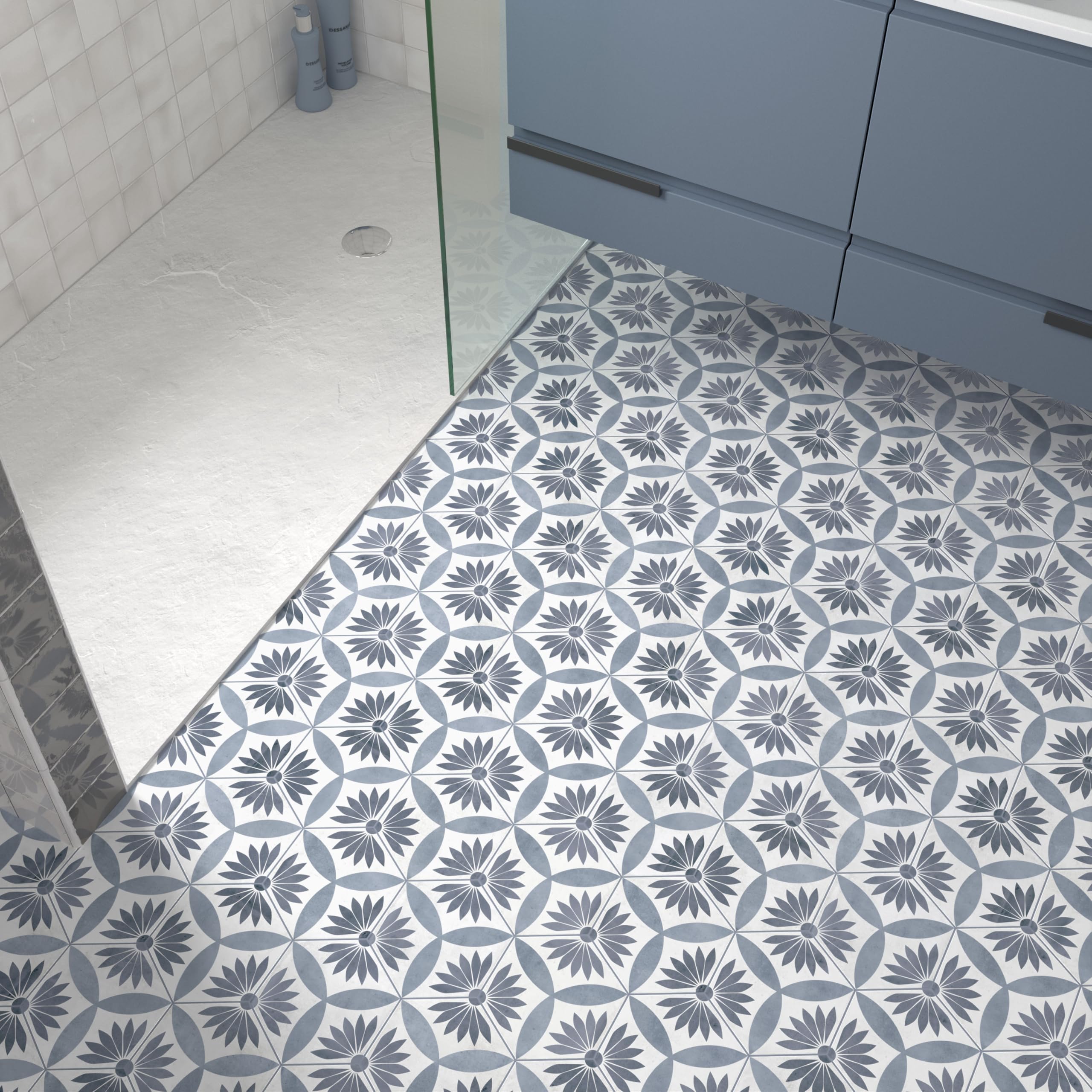 Merola Tile Coco Hex Camellia Blue 7" x 8" Porcelain Floor and Wall Tile