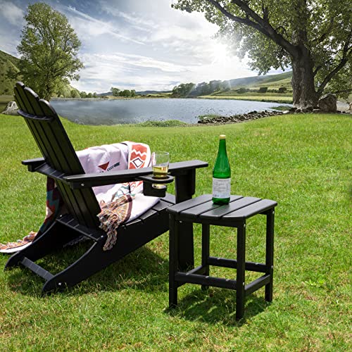 DAILYLIFE Side Table, Plastic Outdoor Adirondack End Table, Patio Coffee Table, Weather Resistant, Pool Composite Outdoor Tables for Patio Deck Garden, Backyard & Lawn Furniture