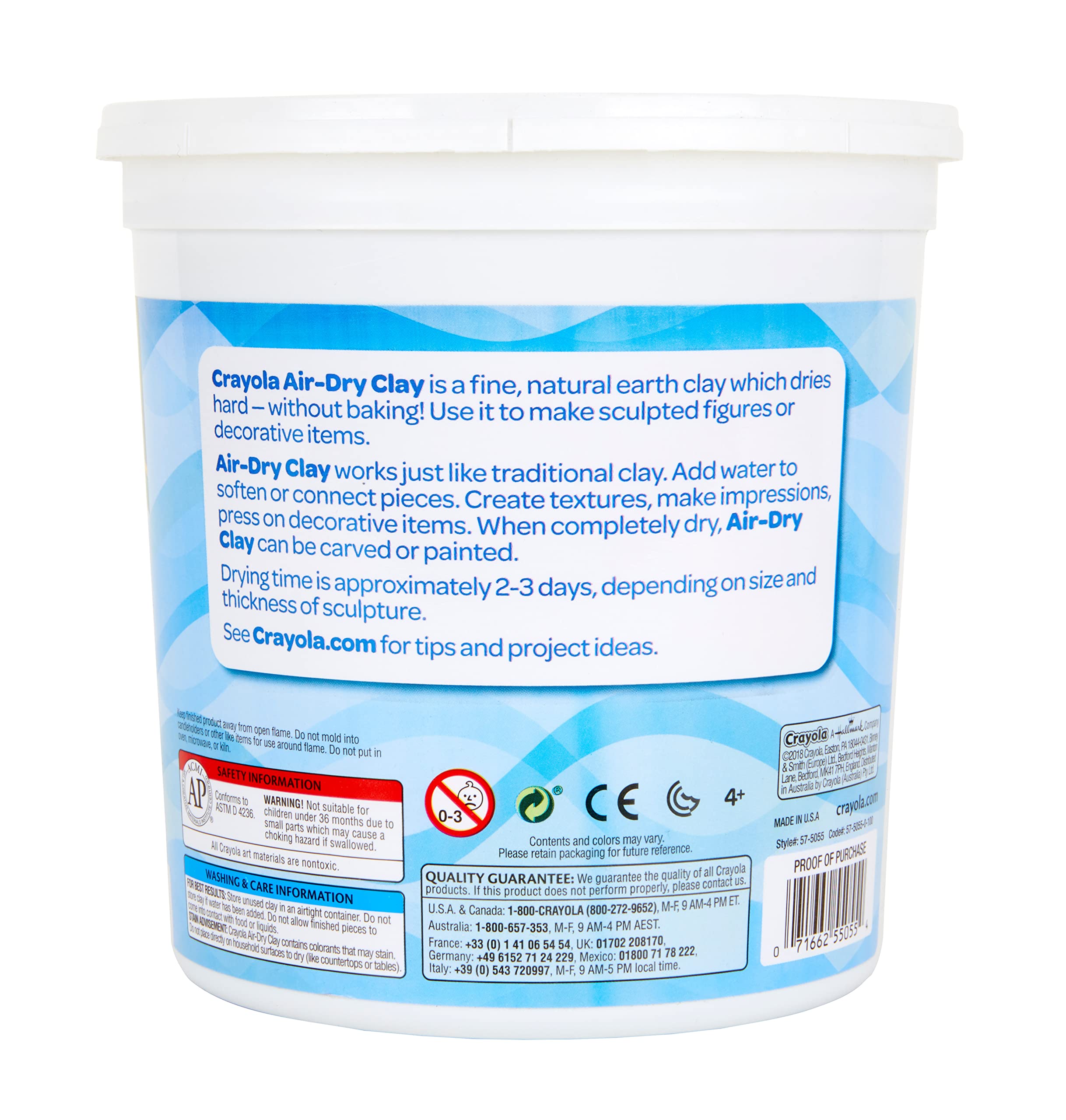 Crayola Air Dry Clay Bucket, No Bake Clay for Kids, Modeling Clay Alternative, 5 lb Resealable Bucket, White