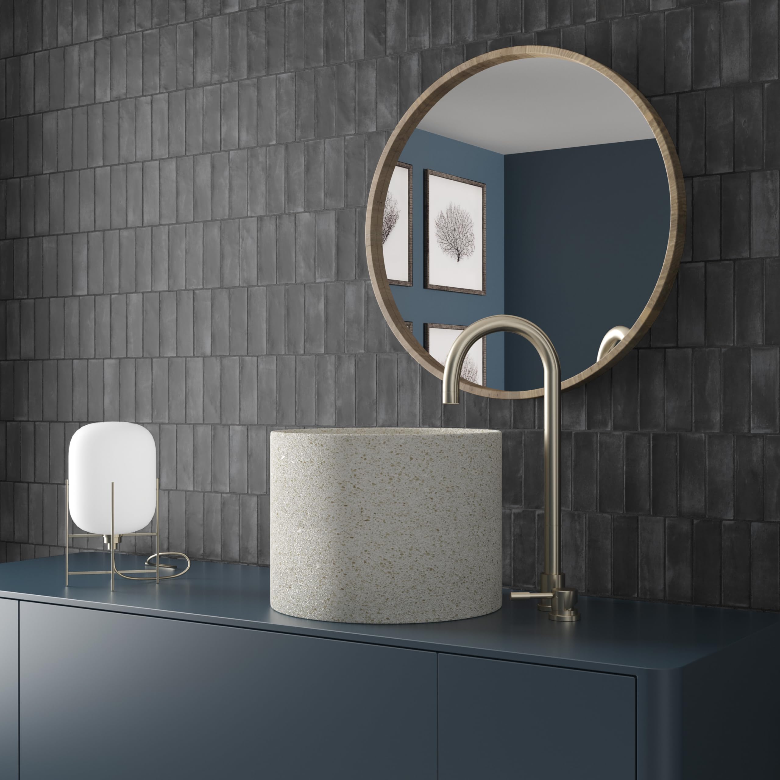 Merola Tile Coco Matte Black Hat 2" x 5-7/8" Porcelain Floor and Wall Tile