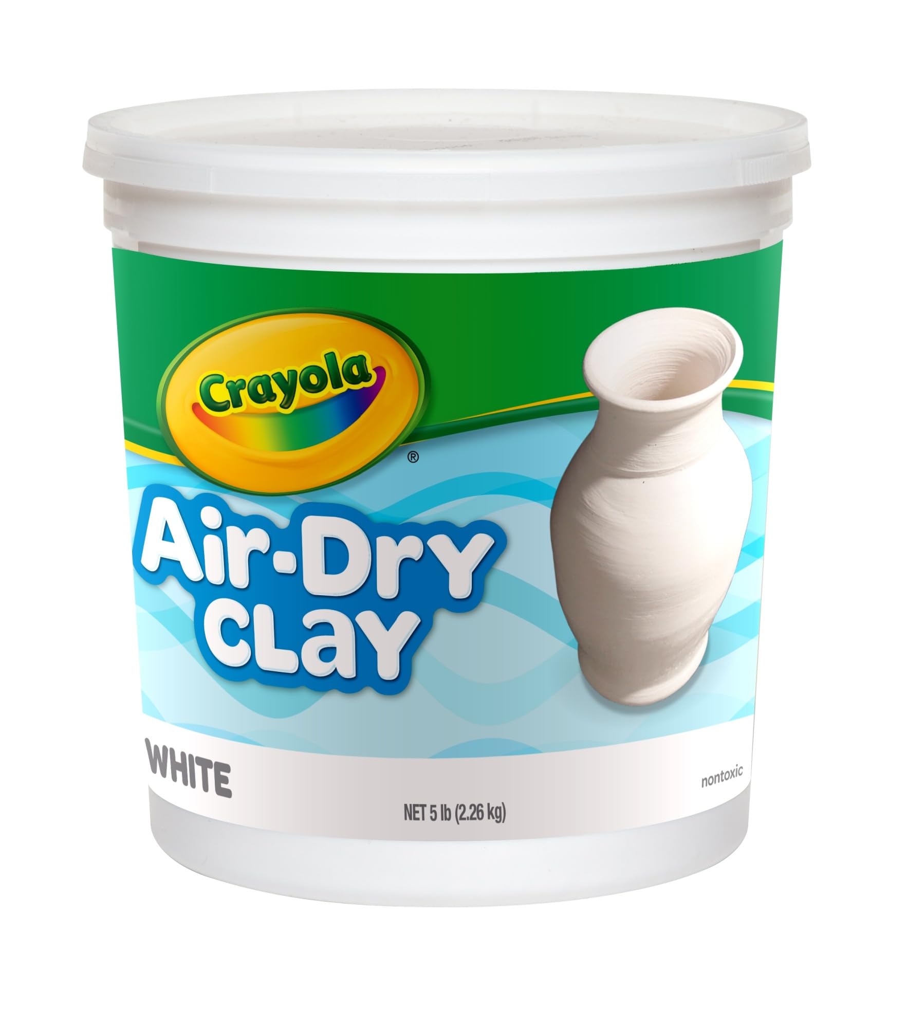 Crayola Air Dry Clay Bucket, No Bake Clay for Kids, Modeling Clay Alternative, 5 lb Resealable Bucket, White
