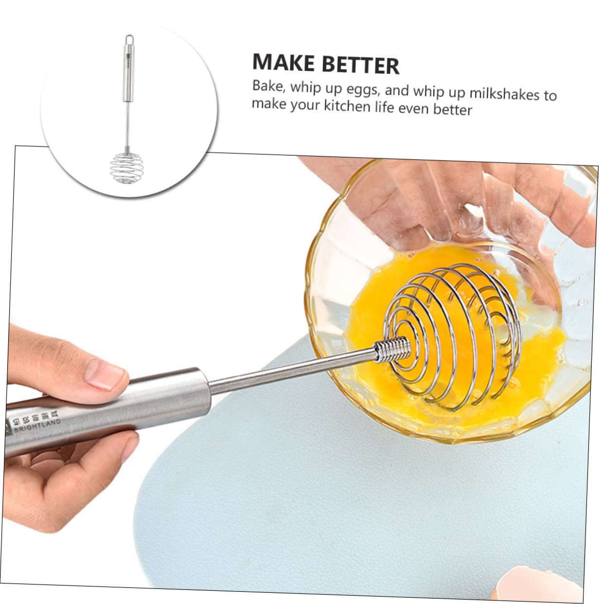SHOWERORO Stainless Steel Beater Whisk Hand-held for Cooking Whisk for Sauce Beverage Non Design