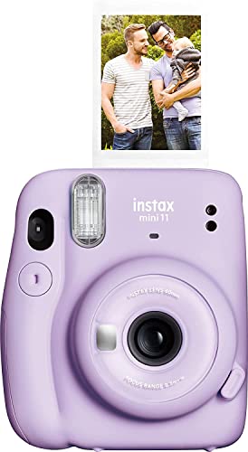 Fujifilm Instax Mini 11 Instant Film Camera with Automatic Exposure and Flash, Polaroid Camera, Fujinon 60mm Lens with Selfie Mirror, Optical Viewfinder - Lilac Purple (Renewed)