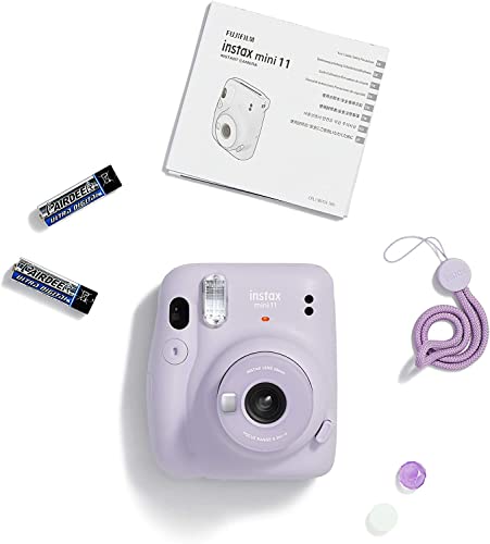 Fujifilm Instax Mini 11 Instant Film Camera with Automatic Exposure and Flash, Polaroid Camera, Fujinon 60mm Lens with Selfie Mirror, Optical Viewfinder - Lilac Purple (Renewed)