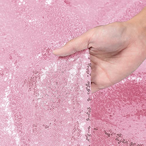BEDDEB Pink Sequin Backdrop Curtain, 2PCS 2FTx8FT Glitter Backdrop Curtain for Christmas, Birthday, Wedding, Party Decoration