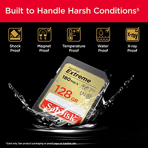SanDisk 128GB Extreme SDXC UHS-I Memory Card - C10, U3, V30, 4K, UHD, SD Card - SDSDXVA-128G-GNCIN