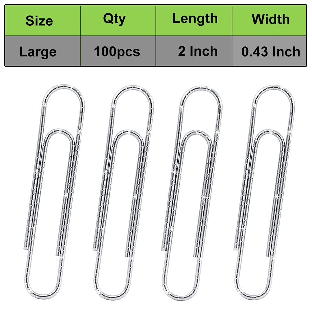 Vinaco Paper Clips Non Skid, 100 Pack Large Paper Clips 2 Inch (50 mm), Durable & Rust Resistant, Jumbo Paper Clips. Great for Office, School and Personal Use