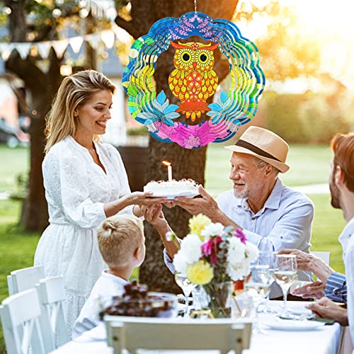 JOPESO Wind Spinners Outdoor Metal Stainless Steel 3D Hanging Wind Spinner for Yard and Garden, 9.8inch Wind Spinner Art Gifts with 360 Degree Rotating Hook