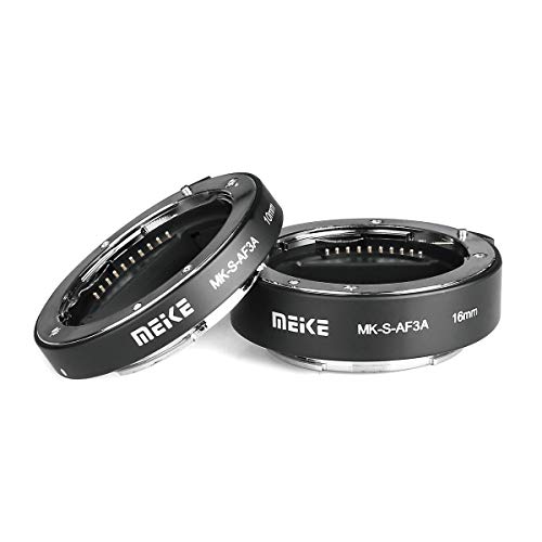 MEIKE MK-S-AF3A Metal Auto Focus Macro Extension Tube Adapter Ring (10mm+16mm) for Sony Mirrorless E-Mount FE-Mount A7 NEX Camera A7 A7M2 NEX3 NEX5 NEX6 NEX7 A5000 A5100 A6000 A6300 A6500 A9 A7III