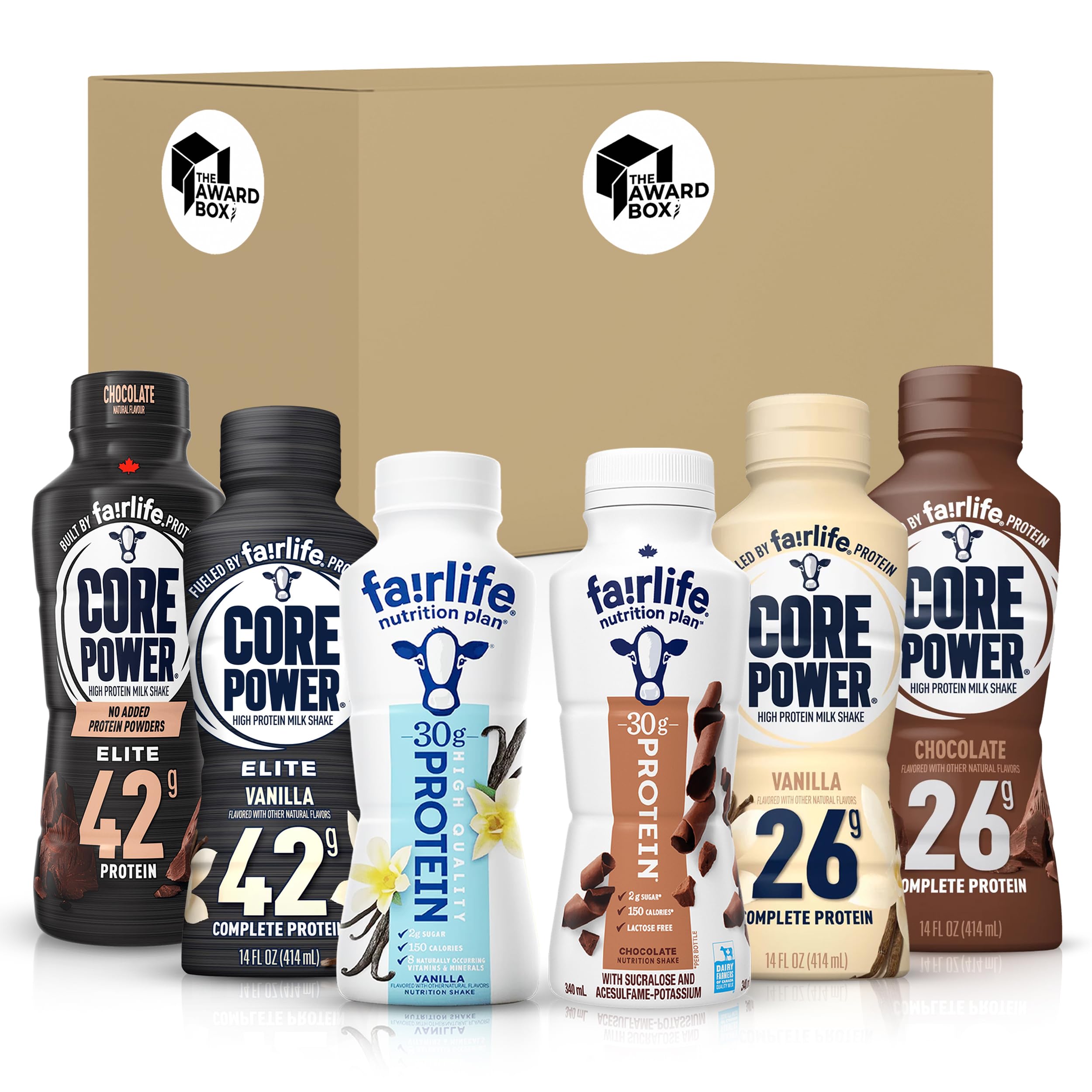 The Award Box Assortment of Fairlife Protein Shakes Chocolate Vanilla Nurtition and Elite 6 Pack, 11.5 Ounces 30g of Protein