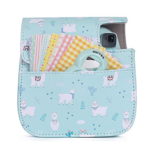 Phetium Protective Case Compatible with Instax Mini 11 Instant Camera, Soft PU Leather Bag with Pocket and Removable Shoulder Strap (Alpaca Blue)