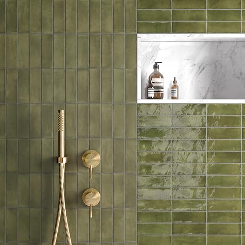 Merola Tile Coco Glossy Moss Verde 2" x 5-7/8" Porcelain Wall Tile
