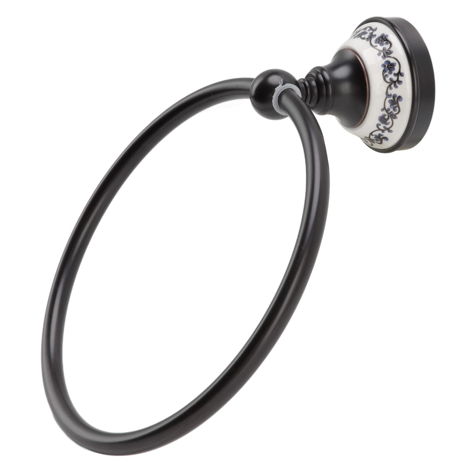 VTOSEN Towel Ring Holder in Antique Brass with Porcelain Accents,Bathroom Wall Mount for Towels and Washcloths