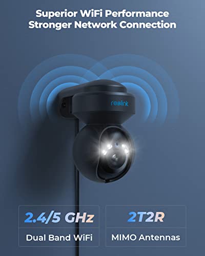 REOLINK PTZ Camera Outdoor, 5MP HD WiFi Camera for Home Security, 2.4/5 GHz WiFi, Auto Tracking, 3X Optical Zoom, Smart Person/Vehicle Detection, Color Night Vision with Spotlights, E1 Outdoor