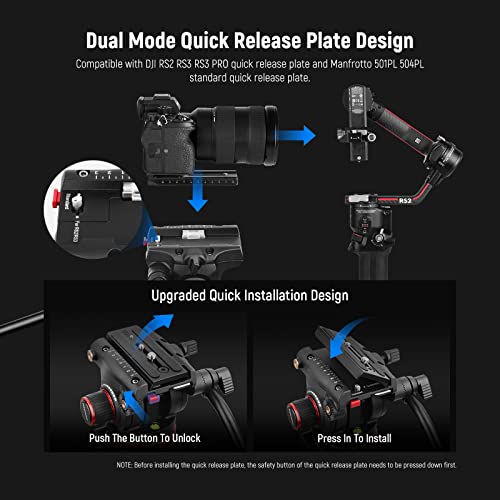 NEEWER 74" Pro Video Tripod with Fluid Head, All Metal Heavy Duty QR Plate Compatible with DJI RS Gimbals Manfrotto, Flexible 360° Pan&+90°/-75° Tilt with Adjustable Damping Max Load 18lb/8kg, TP75