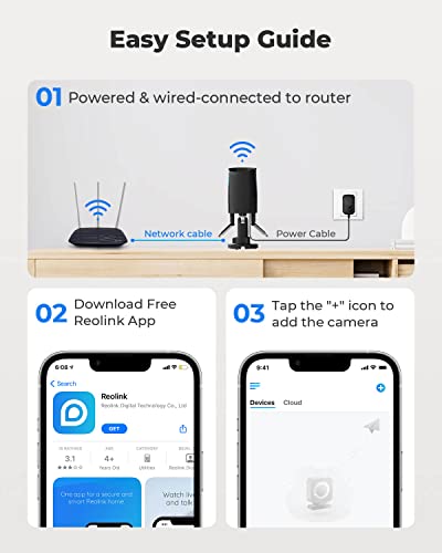 REOLINK Plug-in WiFi Outdoor Security Cameras, 4MP Wired Wi-Fi Camera for Home Security, Smart Person/Vehicle Detection Alert, HD Night Vision, IP66 Waterproof, Works with Google Assistant, RLC-410W
