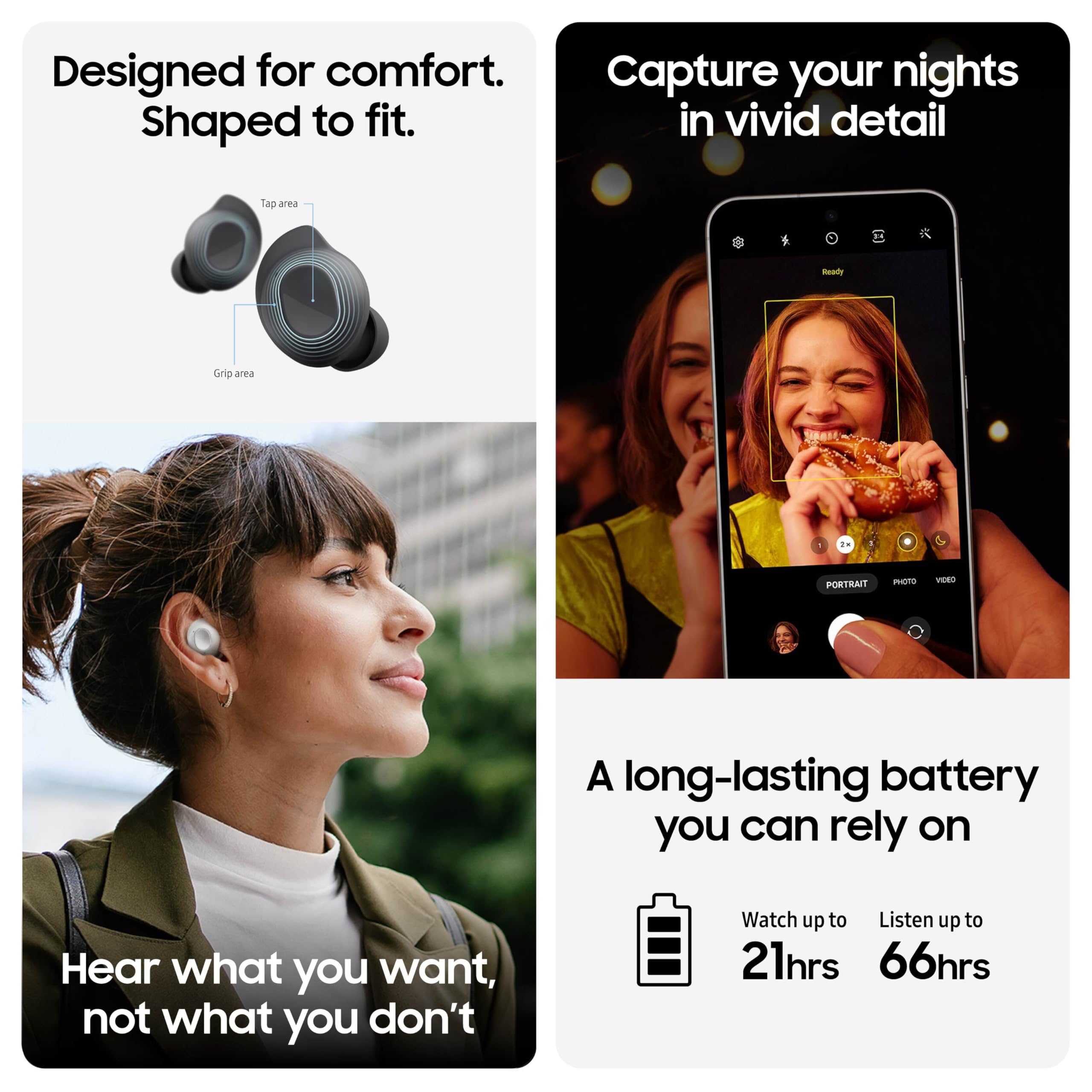 SAMSUNG Galaxy S23 FE Cell Phone (Cream) + $49.99 Buds FE (Graphite) 256GB Unlocked Android Smartphone w/Long Battery Life and True Wireless Bluetooth Earbuds w/Wing Tip Design US Version, 2023
