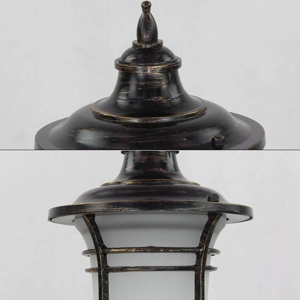 MODEBHD Glass Lantern Waterproof Column Lamp Antirust Aluminum External Patio Courtyard Retro Post Pillar Light Outside Fence Deck Table Light European Vintage Outdoor Garden Column Lamp Pillar Lamp