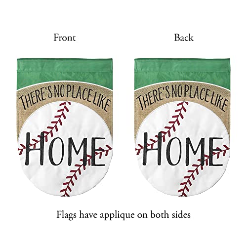 Dicksons There's No Place Like Home White Baseball 19 x 13 Small Polyester Outdoor Hanging Garden Flag