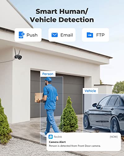 REOLINK Plug-in WiFi Outdoor Security Cameras, 4MP Wired Wi-Fi Camera for Home Security, Smart Person/Vehicle Detection Alert, HD Night Vision, IP66 Waterproof, Works with Google Assistant, RLC-410W