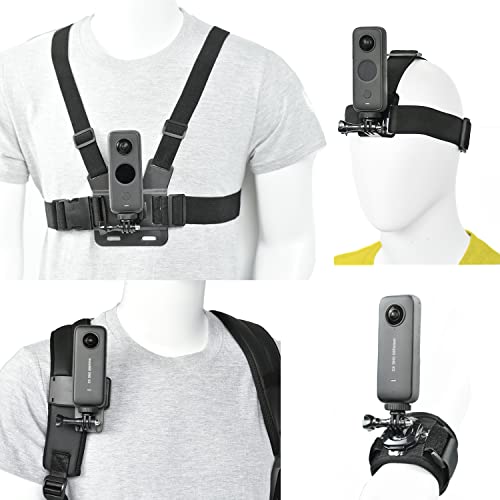 vgsion Camera Accessory Kit Chest Mount Wrist Strap Backpack Clip Mount for Insta360 One X3/ One X2/ Insta360 One RS/ Go2 Compatible with GoPro Hero 11/ Hero 9/ Hero 8/ Hero 7