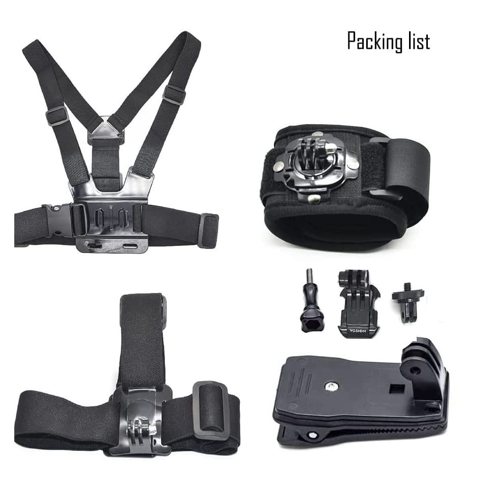 vgsion Camera Accessory Kit Chest Mount Wrist Strap Backpack Clip Mount for Insta360 One X3/ One X2/ Insta360 One RS/ Go2 Compatible with GoPro Hero 11/ Hero 9/ Hero 8/ Hero 7