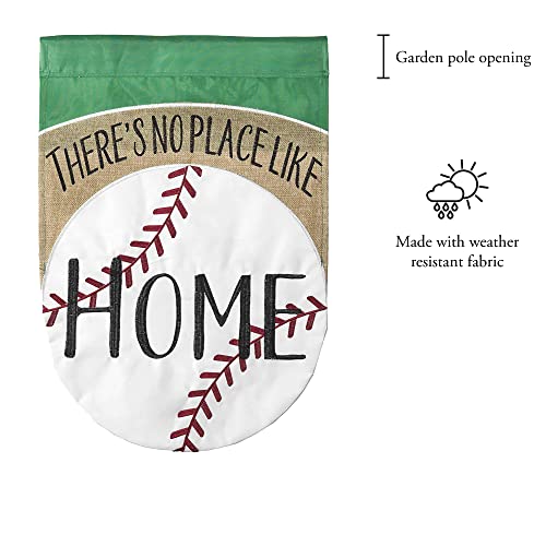 Dicksons There's No Place Like Home White Baseball 19 x 13 Small Polyester Outdoor Hanging Garden Flag