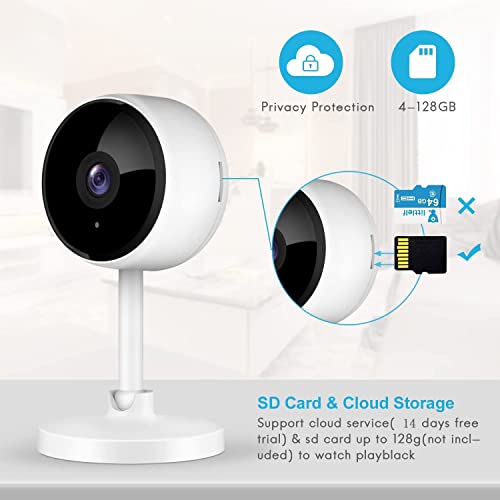 litokam Little elf Indoor Security Camera, 1080P Baby Monitor Camera with Phone App, WiFi IP Camera with Night Vision, 2-Way Audio, Motion Detection, Pet Cat Dog Cam - Compatible with Alexa, 2 Pack