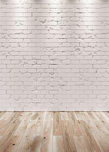 SJOLOON White Brick Photography Backdrop Brick Photo Backdrop for Birthday Photography Portrait Photoshoot Studio Props 11878 (5x7FT)