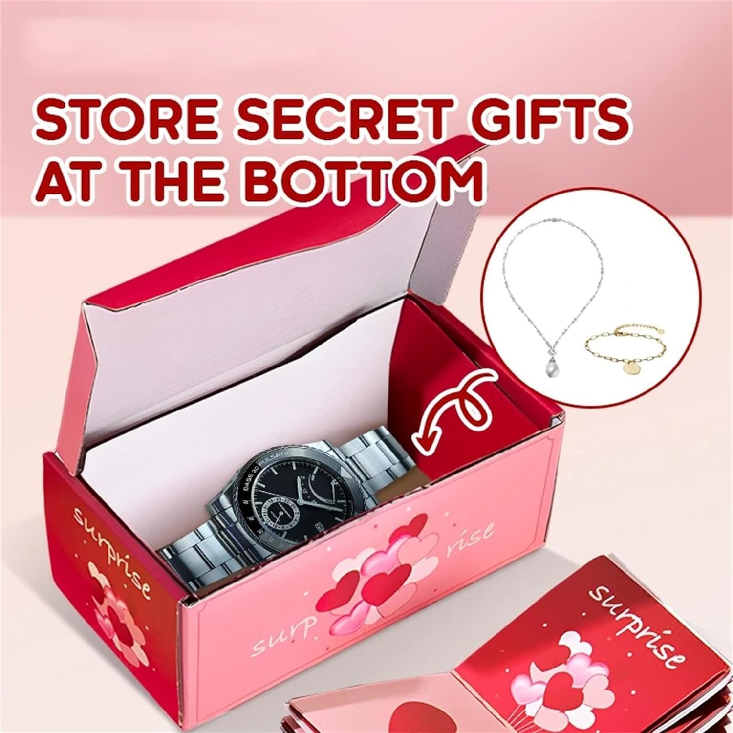 ZSJGGBOY Merry Christmas Surprise Gift Boxes, Joyjoyset, Joy Joy Snow Folding Pop-Up Explosion Gift Box, Surprise Gift Box Explosion for Money Christmas (Red+Green)