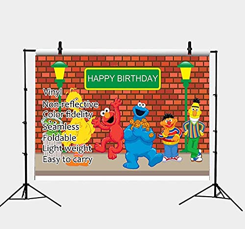 MC 5x3ft Sesame Street Brick Wall Photography Backdrops Birthday Party Decoration Photo Booth Background Baby Shower Studio Props Vinyl