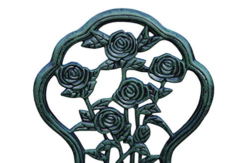 Oakland Living Cast Aluminum Conversation Metal Antique 3 Piece Patio Rose Bistro Set, Verdi Green