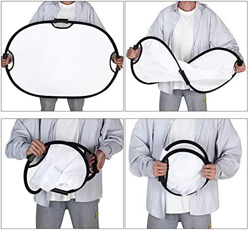 BDDFOTO 24"x35"/60x90cm Reflector Photography 5-in-1, Ellipse Light Reflector Multi-Disc with Bag Translucent, Silver, Gold, White and Black for Studio Photography Lighting and Outdoor Lighting