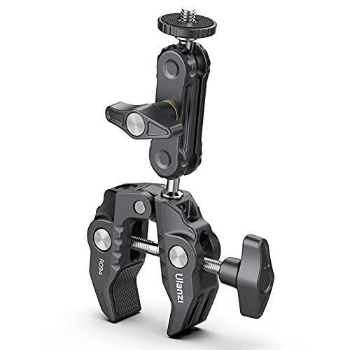 R094 Super Clamp Multi-Functional Camera C Clamp Mount, 1/4" Ball Head Monitor Mount 3/8" Hole Adjustable Video Shooting, Mobile Clamp for Gopro Action INSTA360 Cam, Vlog Cam Selfie Live Streaming
