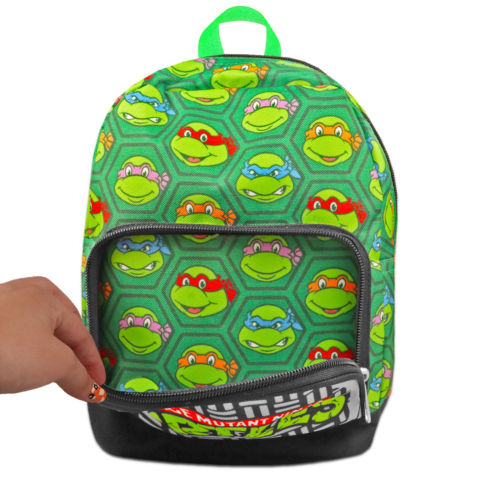 Teenage Mutant Ninja Turtles Mini Backpack - 10” Canvas Backpack with Front Pocket and Bottle | TMNT School Supplies Bundle