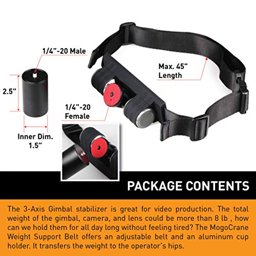 MoGoPod MogoCrane Belt Kit (Belt + Aluminum Tumbler) for DJI Ronin Stabilizer and Tripod Heavy Duty Monopod, Rotary Arm