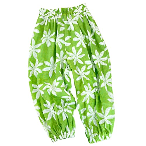 AwarFy Toddler Kids Baby Girls Boys Cotton Polka Dots Linen Elastic Basic Long Pants Bloomers Casual (Coffee #2, 5-6 Years)