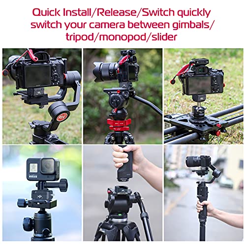Camera Quick Release Tripod Mount, ULANZI Hummingbird DSLR QR Plate Adapter Vlog Filmmaking Quick Accessories Kits for Gopro Hero/DJI Zhiyun Gimbals/DJI Osmo Action/insta360/ Canon/Sony/Nikon