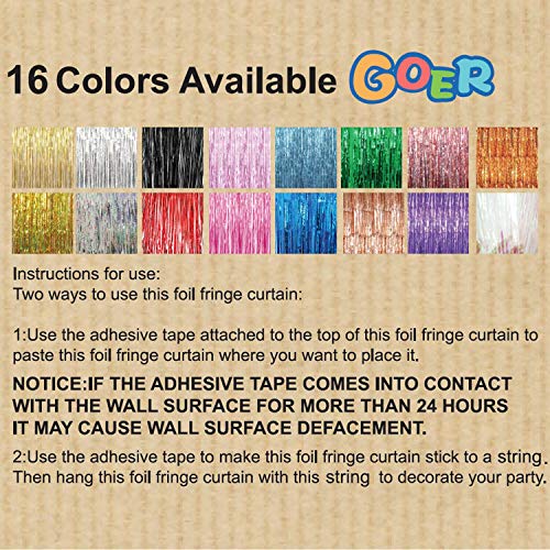 GOER 3.2 ft x 9.8 ft Metallic Tinsel Foil Fringe Curtains Party Photo Backdrop Party Streamers for Birthday,Graduation,New Year Eve Decorations Wedding Decor (4 Packs,Gold)