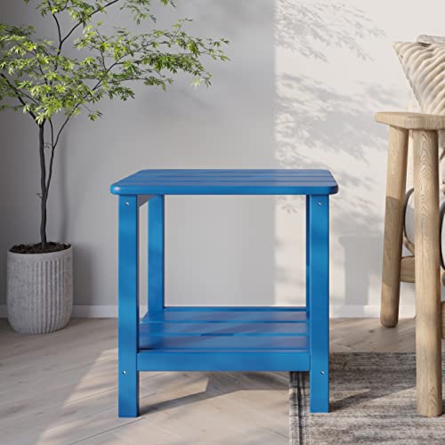 BASCWIHOM Outdoor Side Tables, Poly Lumber Adirondack Side Table Weather Resistant, 2-Tier Patio End Tables Waterproof & Easy Maintenance for Outside, Garden, Lawn, Pool (Blue)
