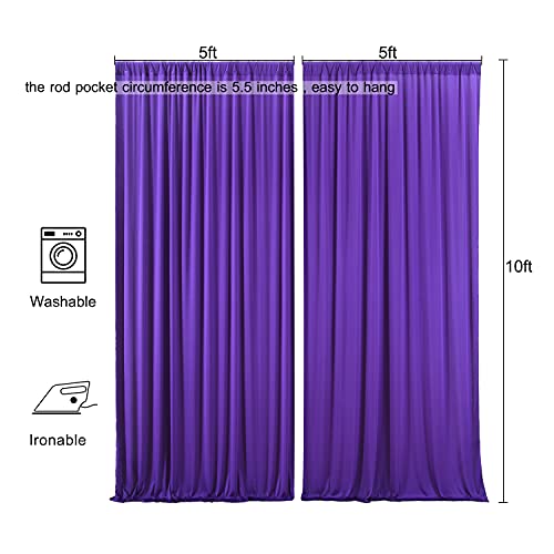 10x10 Purple Backdrop Curtain for Parties Wedding Wrinkle Free Purple Photo Curtains Backdrop Drapes Fabric Decoration for Birthday Party Photography 5ft x 10ft,2 Panels