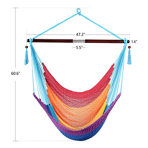 Moonlight Caribbean Hammock Hanging Chair, Durable Polyester Hanging Chair, Indoor/Outdoor Garden & Living Room
