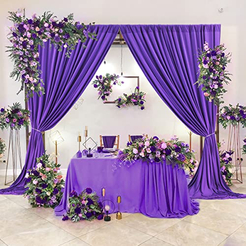 10x10 Purple Backdrop Curtain for Parties Wedding Wrinkle Free Purple Photo Curtains Backdrop Drapes Fabric Decoration for Birthday Party Photography 5ft x 10ft,2 Panels