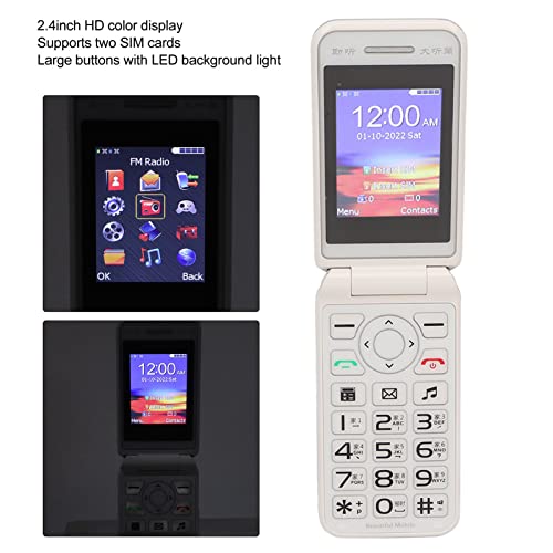 CCYLEZ N509 2G Flip Phone, 2.4 Inch Dual SIM Flip Cell Phone Loud Volume Speakers, Large Keys and Key LED Light with 6800mAh Battery for Older (Blue)