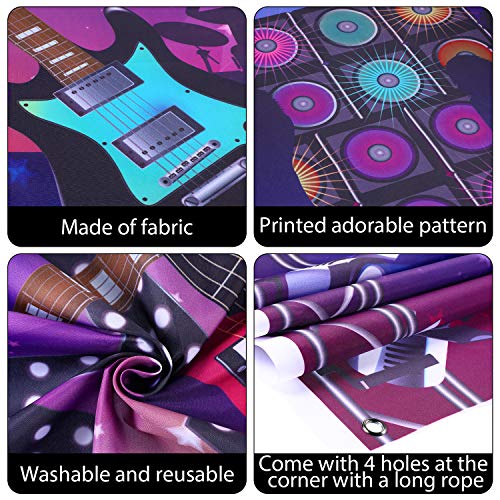Karaoke Party Decorations Supplies, Large Fabric Rock Star Vacation Party Backdrop Banner for Rock N Roll Party Decorations, Rock Star Banner Background, 72.8 x 43.3 Inch
