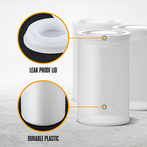Houseables Film Canisters w/ Caps, 60 Pk, 35MM Empty Camera Reel Containers, for Rockets, White, 8 OZ, 2" H, 1" W, Plastic, Films Developing Processing Tube, Roll Case, Small Accessories, Storage