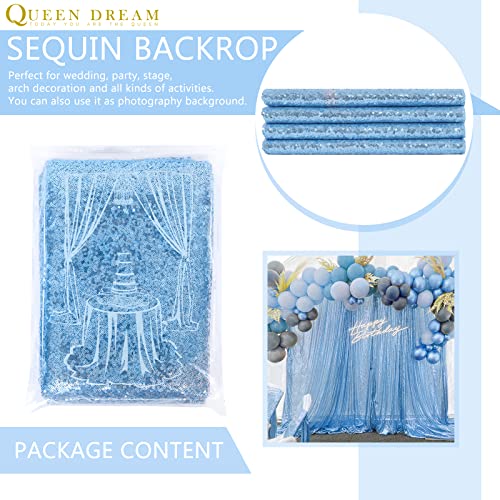 Baby Blue Sequin Backdrop 2 Panels 2FTx8FT Party Backdrop Curtains Glitter Birthday Bridal Curtains Sparkle Photo Backdrop