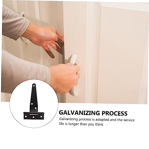 Generic 6pcs 4 Steel Door Hinges T Strap Hinges Black Door Hinges Heavy Duty Shed Hinges Heavy Duty Tee Hinge Square Barn Hinges Garden Shed Hinges T Hinge Shed Flat Spring Iron Hardware