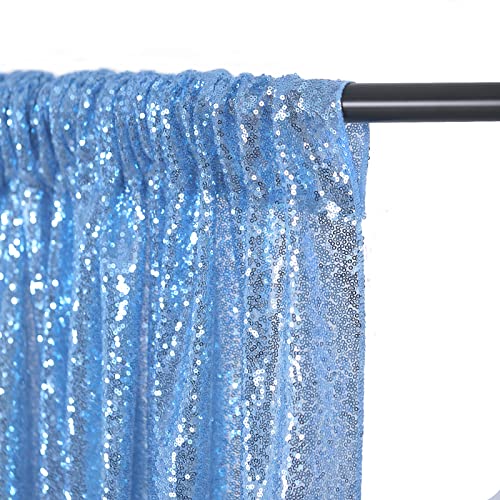 Baby Blue Sequin Backdrop 2 Panels 2FTx8FT Party Backdrop Curtains Glitter Birthday Bridal Curtains Sparkle Photo Backdrop