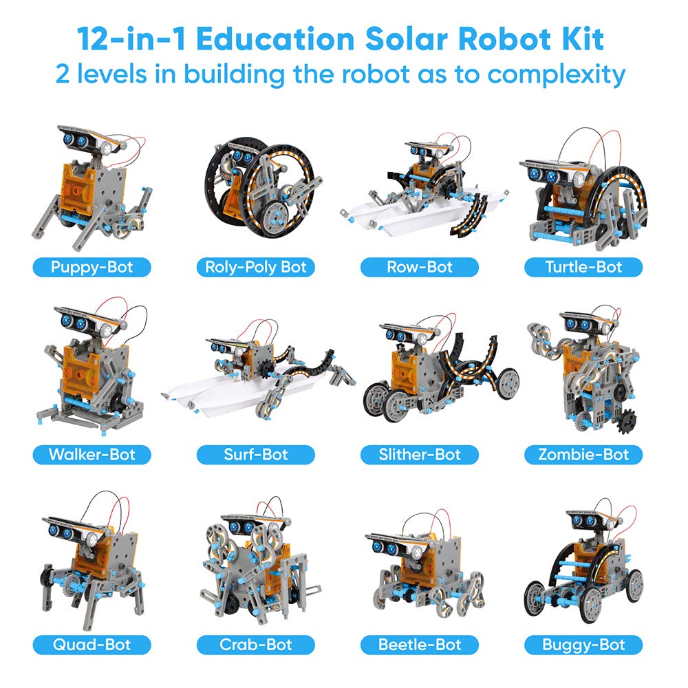 Bundle - 2 items: Sillbird STEM 12-in-1 Education Solar Robot Toys -190 Pieces DIY Building Science Experiment Kit for Kids Aged 8-10 and Older